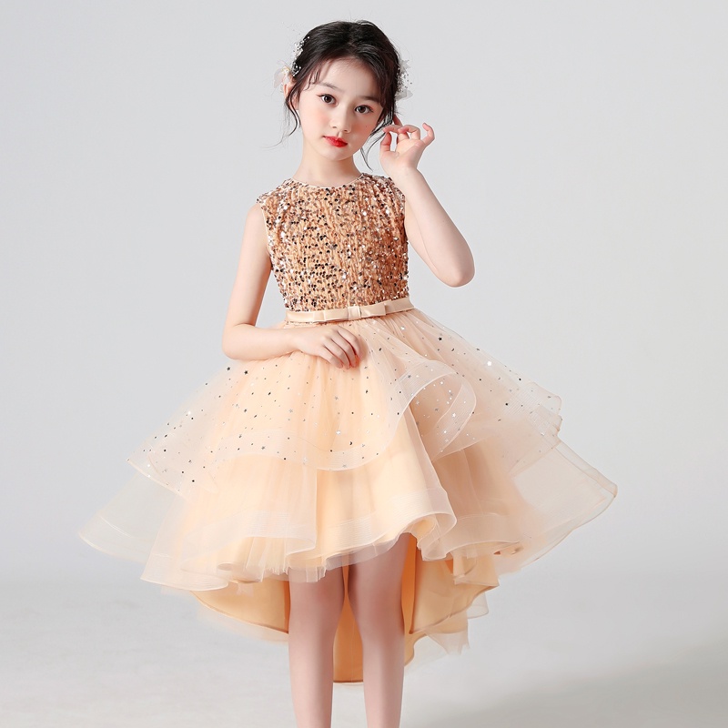 Girls Princess Dresses Sleeveless Sequined Mesh Trailing Dress For Kid Birthday A88 | Shopee ...