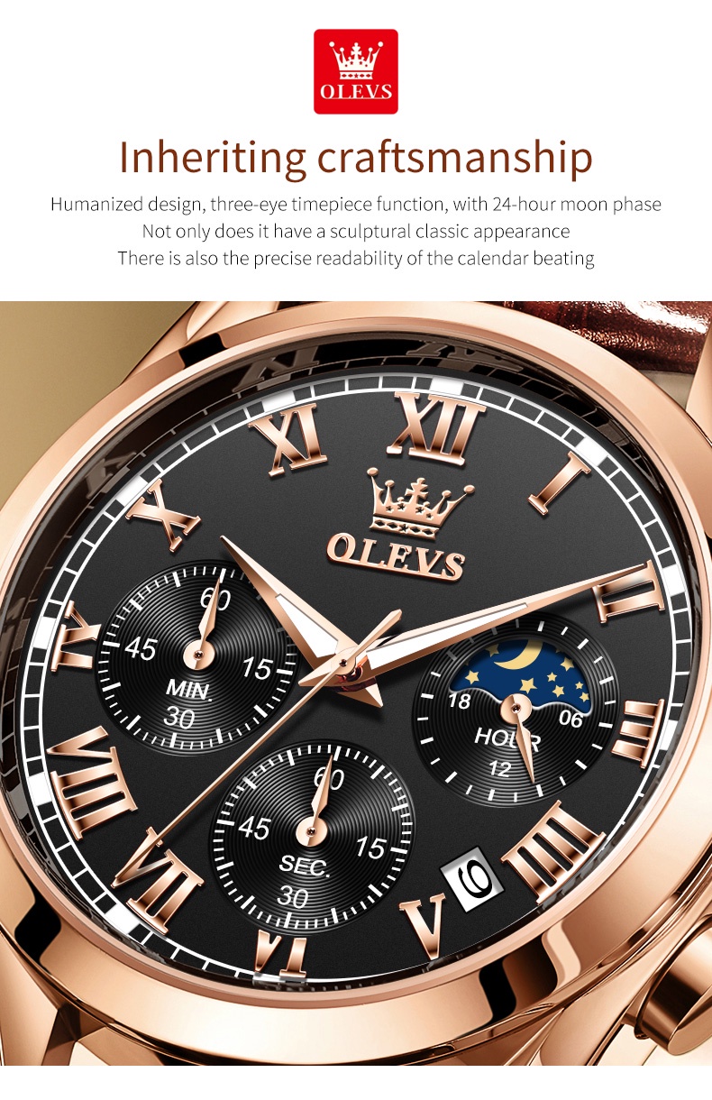 OLEVS Jam Tangan Pasangan Original Waterproof Quartz Leather Luminous ...