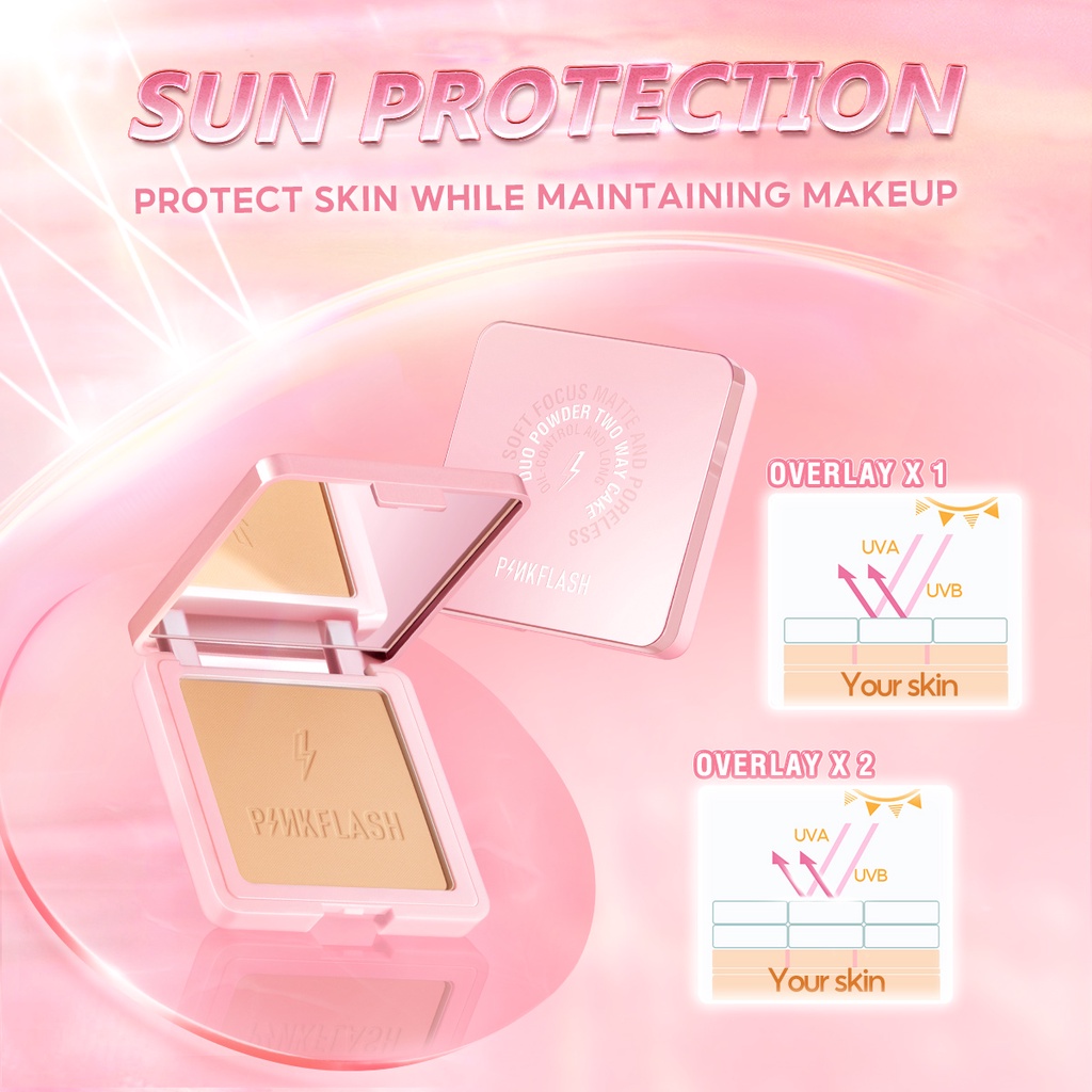 PINKFLASH Sunscreen Powder Waterproof Pressed Powder Matte oil control ...