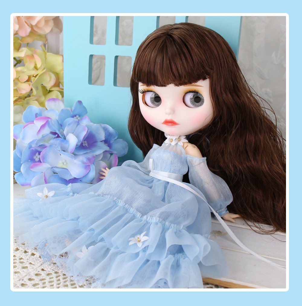 ICY DBS Little Ragdoll Clothes Lady Fluffy Light Blue Long Gauze Skirt ...
