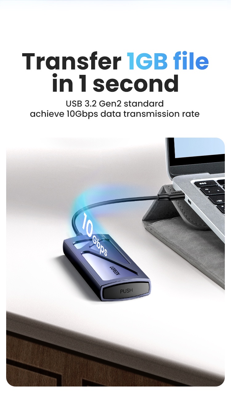 UGREEN M.2 NVMe SSD Enclosure Adapter 10Gbps USB C 3.2 Gen2 Tool-Free ...