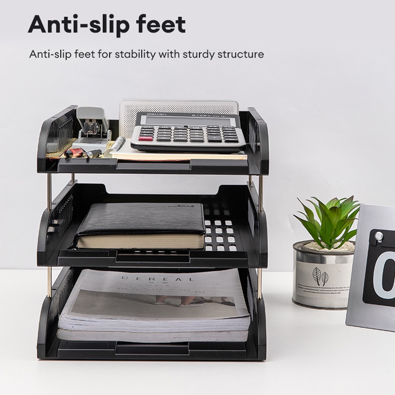 Deli 3-Layer Desk File Organizer Paper Magazine Document Tray School ...