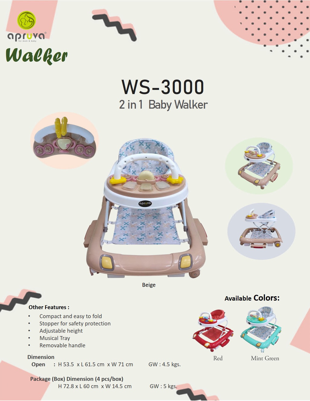Apruva 2 in 1 Walker and Rocker (WG-3000) | Shopee Philippines