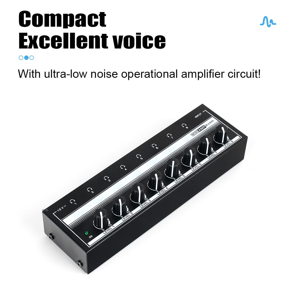 8 Channels Audio Amplifier Ultra-Compact Mini Stereo Headphone ...