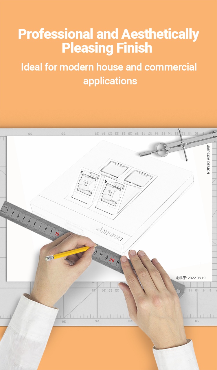 AMPCOM Fiber Optic Angled Wall Plate LC SC FC ST Simplex Duplex FTTH ...