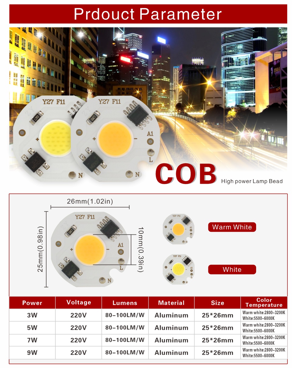 Got Liang LED COB Chip 3W 5W 7W 10W 220V Smart IC No Need Driver LED ...