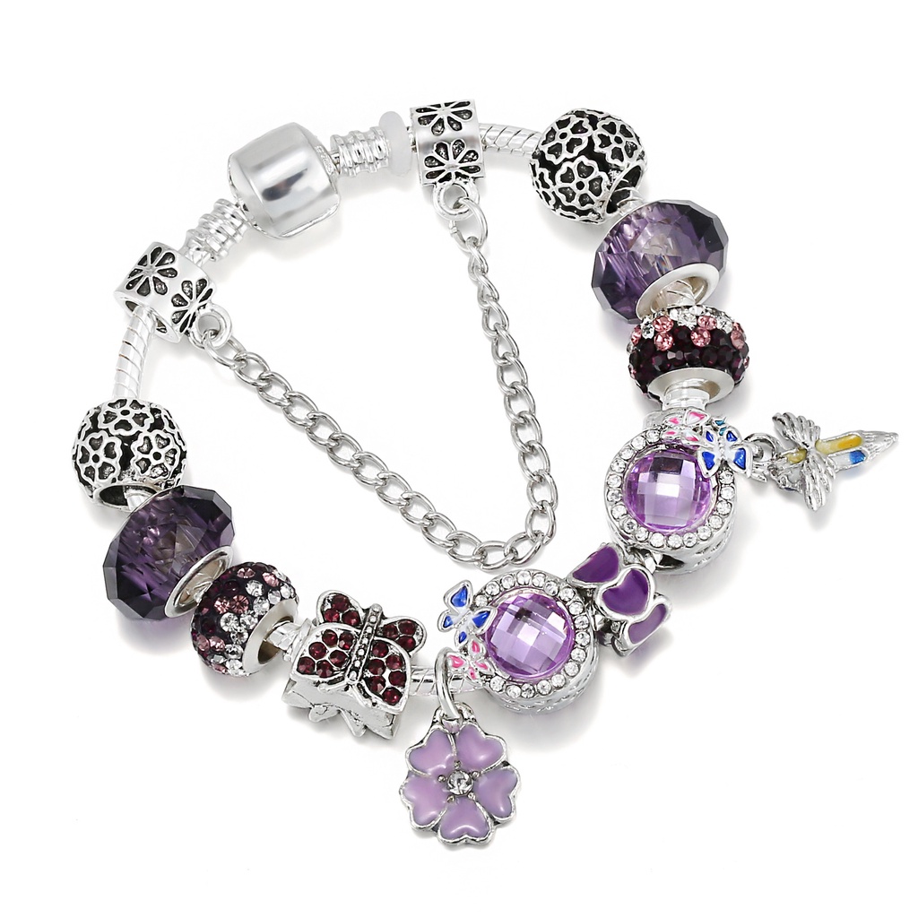 Purple Style Fit Original Pan Charms Bracelet for Women Crystal ...