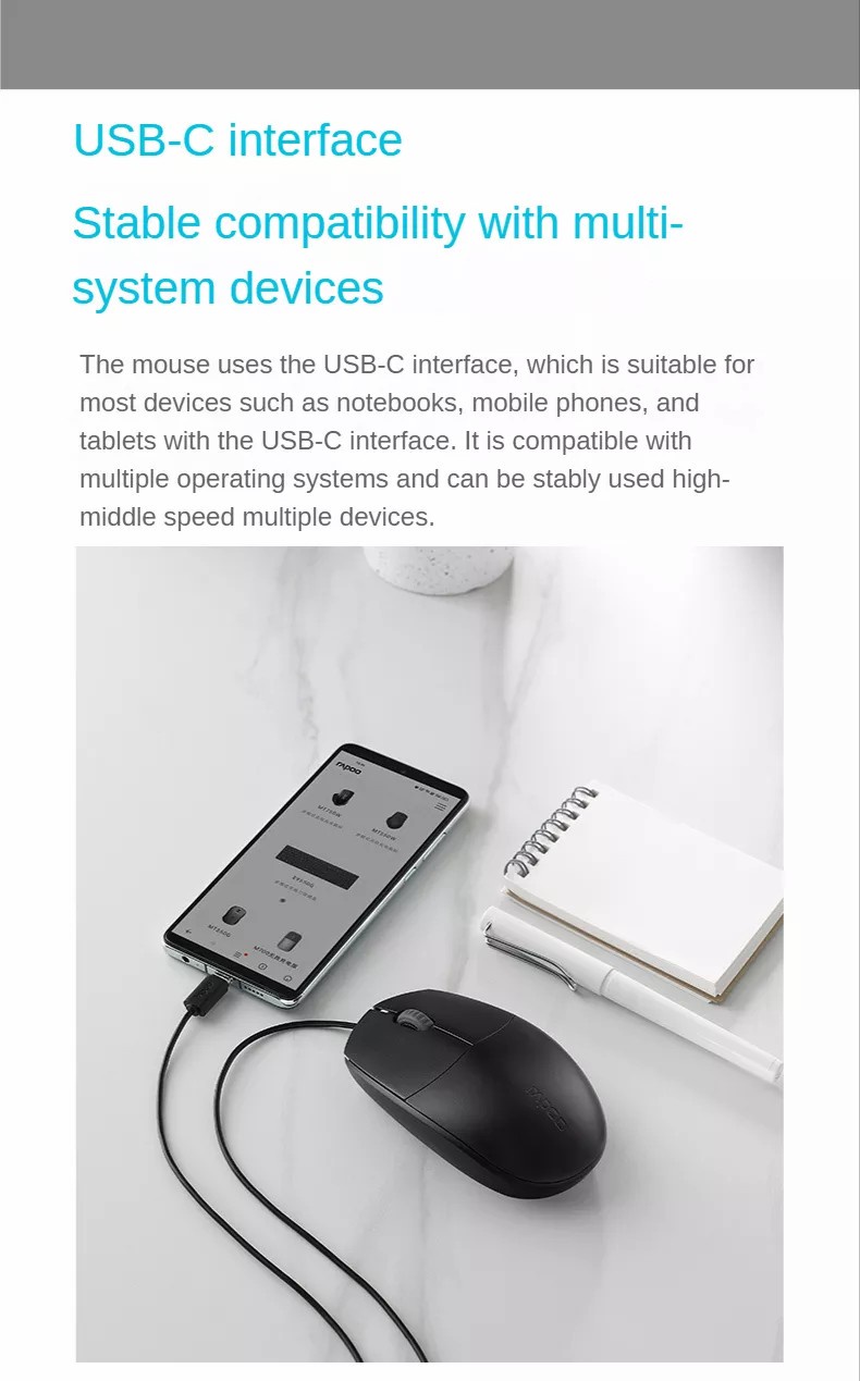 Rapoo N100C Type-C Wired Mouse | Shopee Philippines