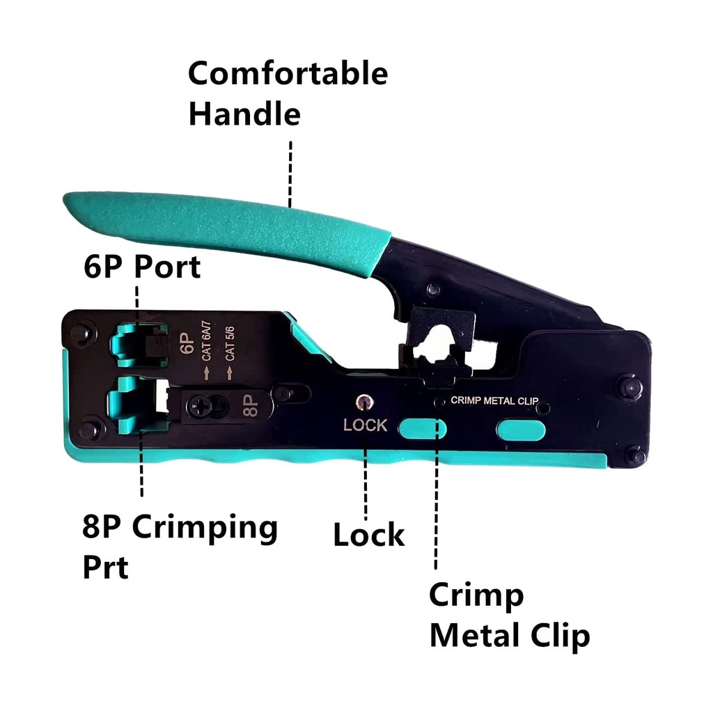 ZoeRax RJ45 Pass Through Crimp Tool Kit Ethernet Crimper Cat5 Cat5e ...