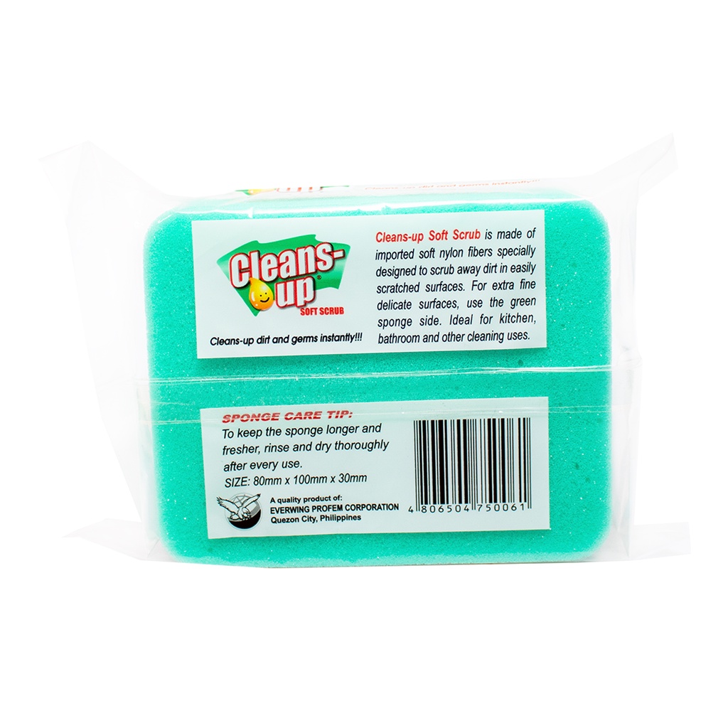 Cleans Up Soft Scrub Sponge with Scrubber (gentle to the touch ...
