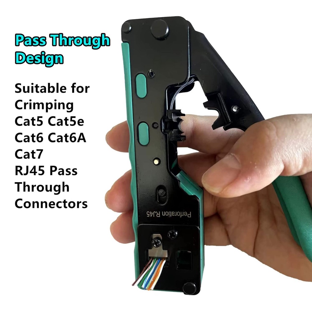 ZoeRax RJ45 Pass Through Crimp Tool Kit Ethernet Crimper Cat5 Cat5e ...