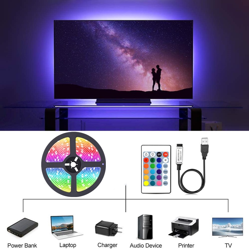 usb led strip 5050 room lights 5v RGB tape tv backlight for bedroom ...