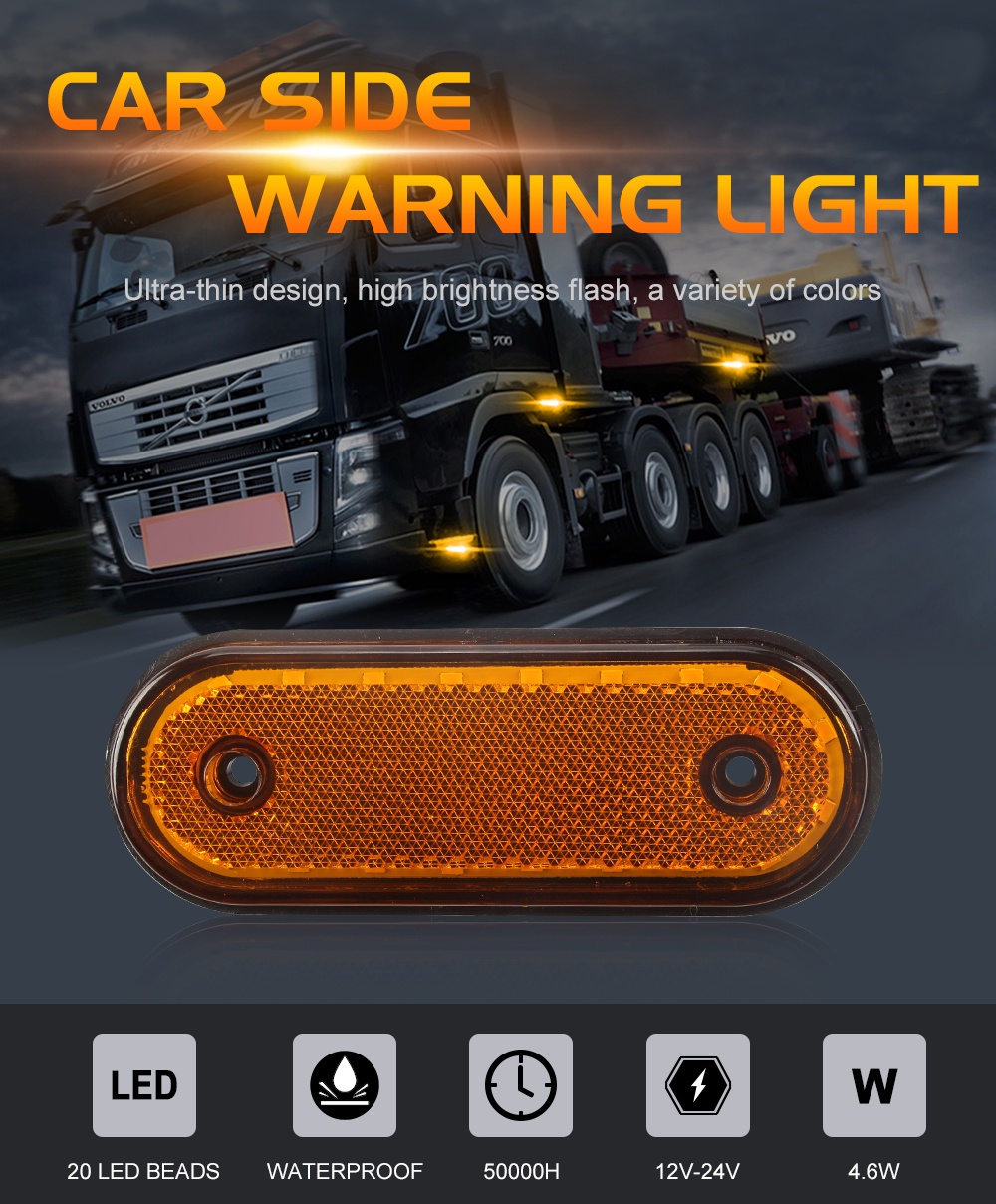 20 Led Truck Side Marker Indicator Light Turn Signal Lamp 12V-24V Auto ...