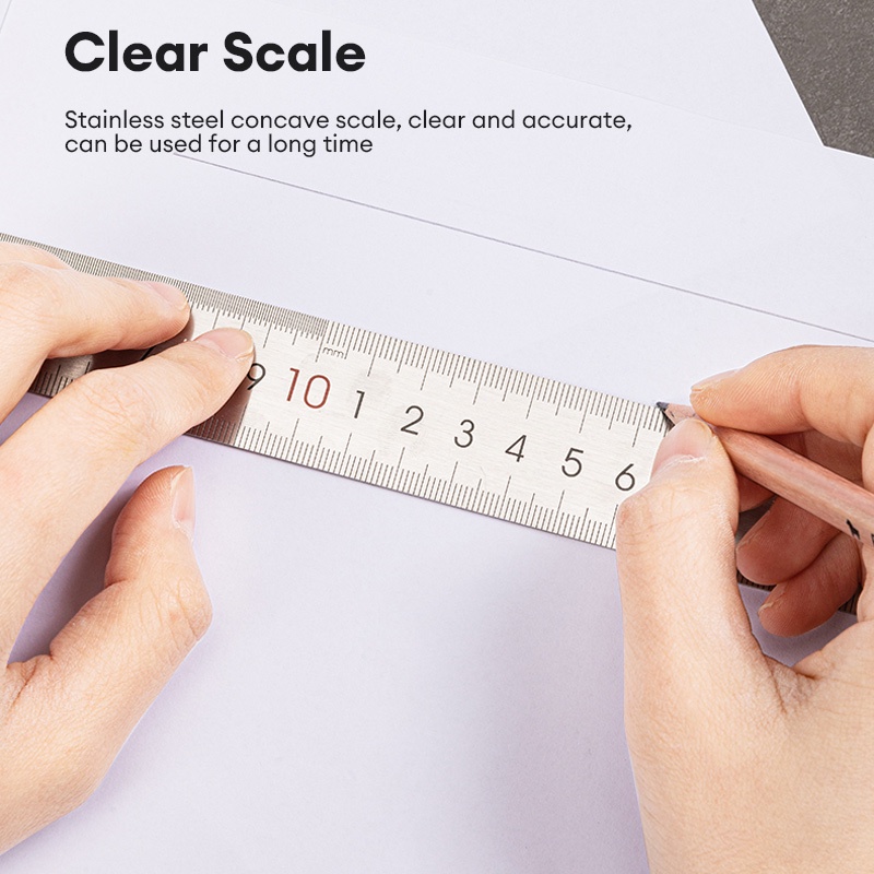 Deli 50CM Steel Ruler Metric and Inch Graduation School Supplies E8464 ...