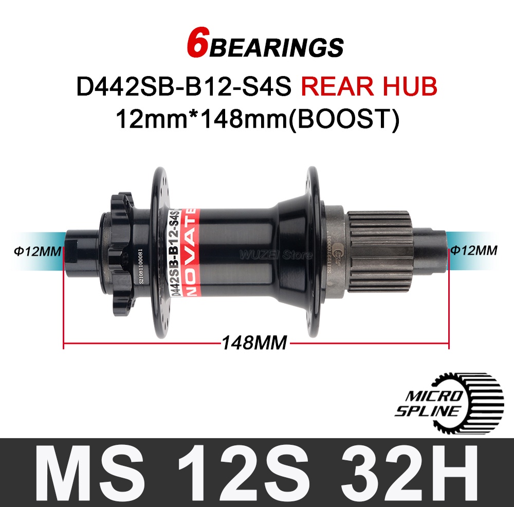 NOVATEC MicroSpline hubs 32 Holes quick release hub thru axle MTB MS ...