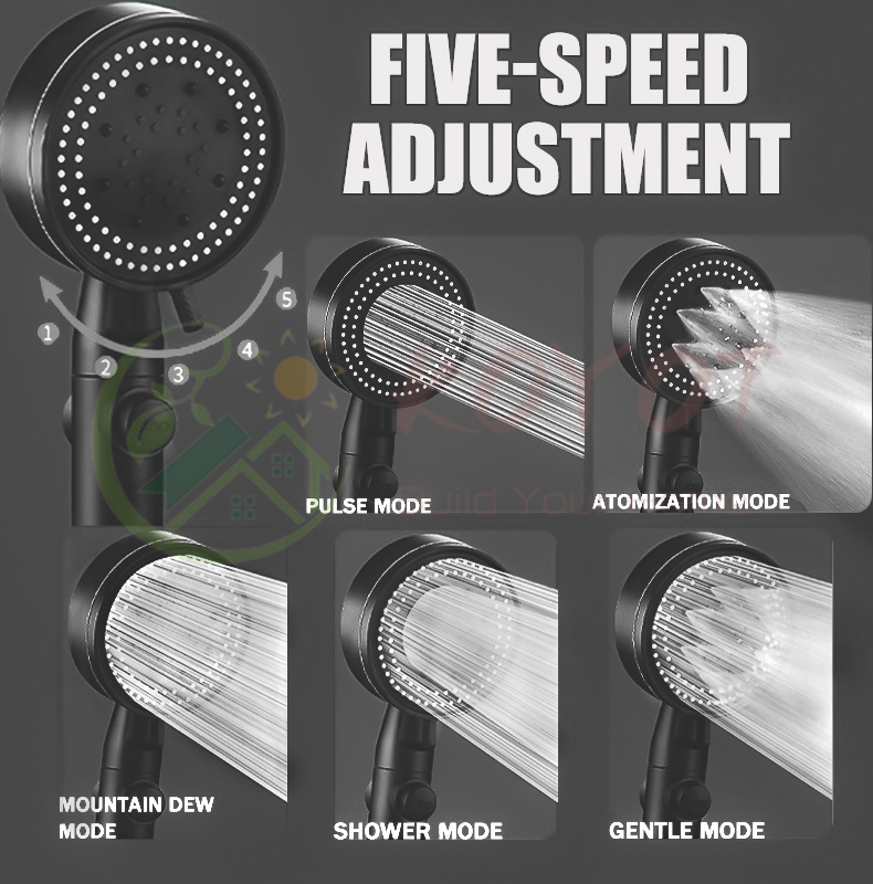 KOYOT 3 in 1 Black Shower Head with Hose Holder Set High Pressure ...