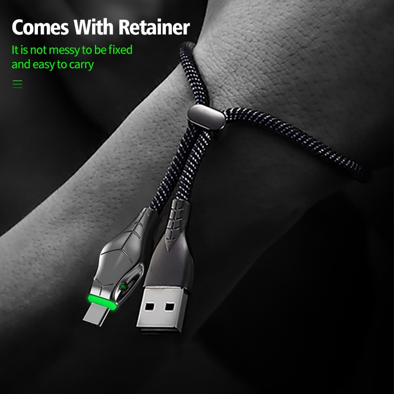 Black Mamba Snake shape Charging Cable,3A Fast Charger LED Light Micro ...