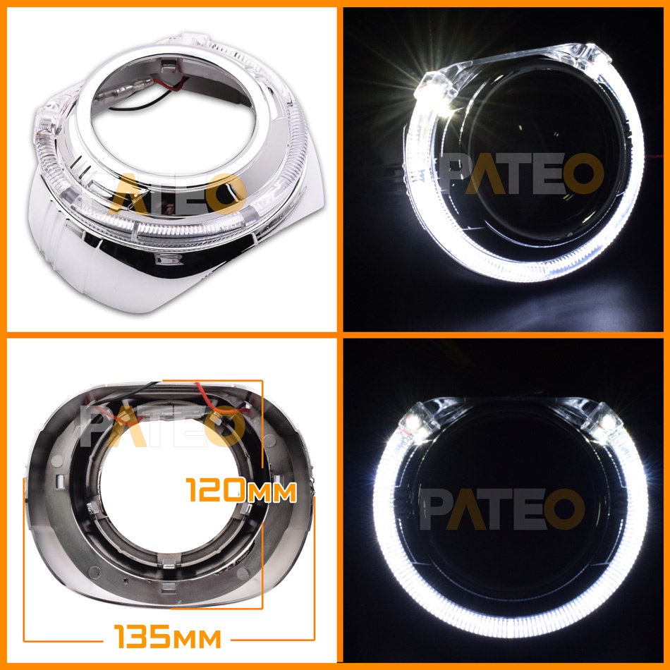 Projector Bezel LED Angel Eyes Halo Rings Shrouds For 3 inch Hella 3r 5 ...