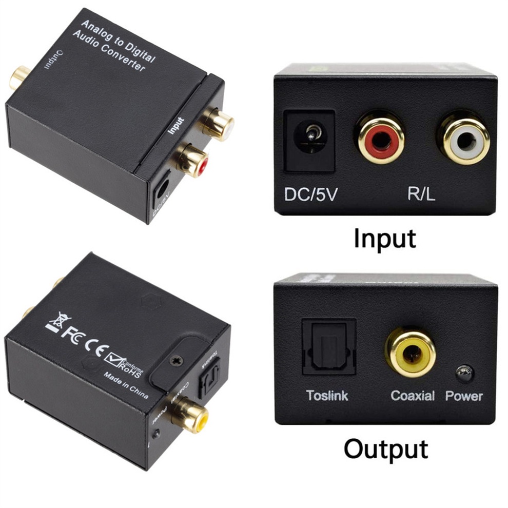 ADC Analog to Digital Audio Converter Analog to Optical Fiber Coaxial ...