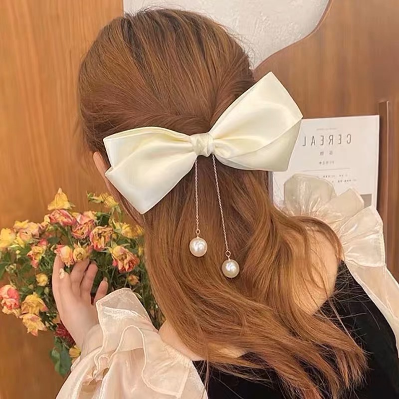 EMS Korean Big Bow Hair Cord Hairpin cute style Female Hair Pin Spring ...