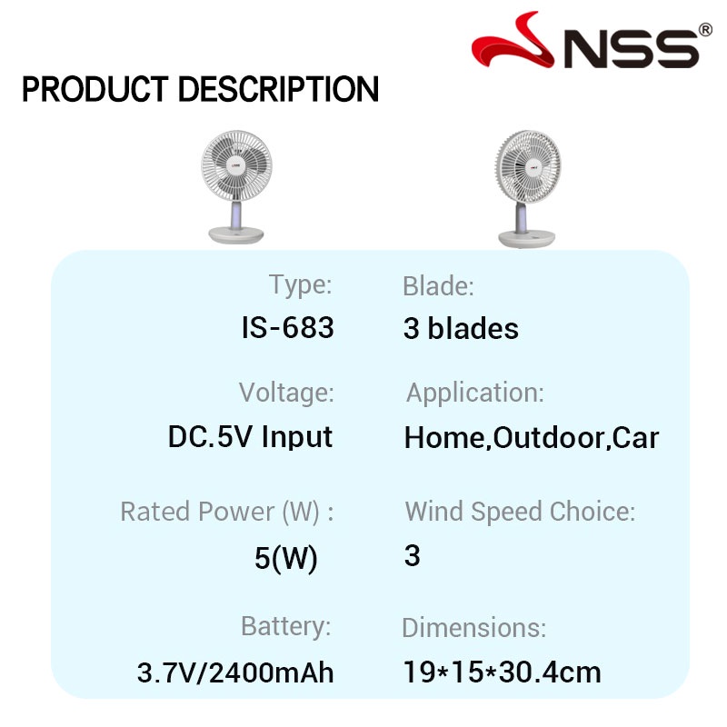 NSS Solar Desk Fan with Light 8"solar Rechargeable Fan solar Electric ...