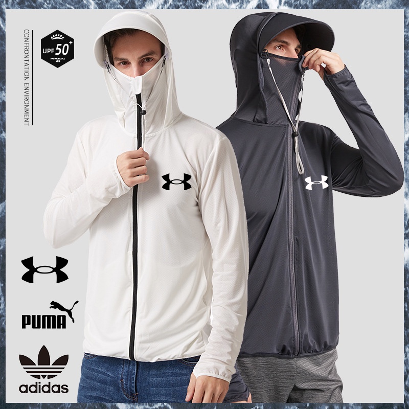 ⚡Detachable Hat Jacket for Men ice Silk UV Sun Protection Coats Long ...