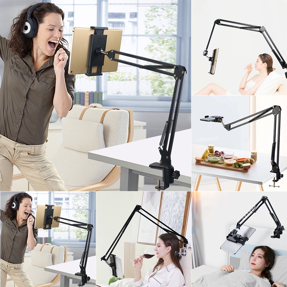 Popcorn Rotating Adjustable Long Arm Clip Phone Holder Lazy Holder ...