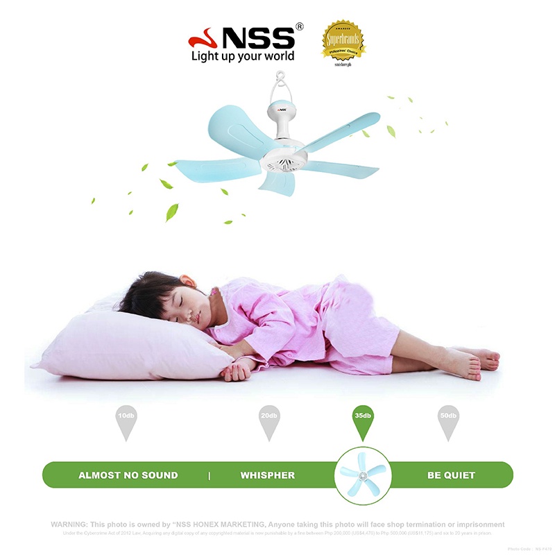 NSS 5 Blades Ceiling Fan Portable Electric Fan Household Hanging Fan ...
