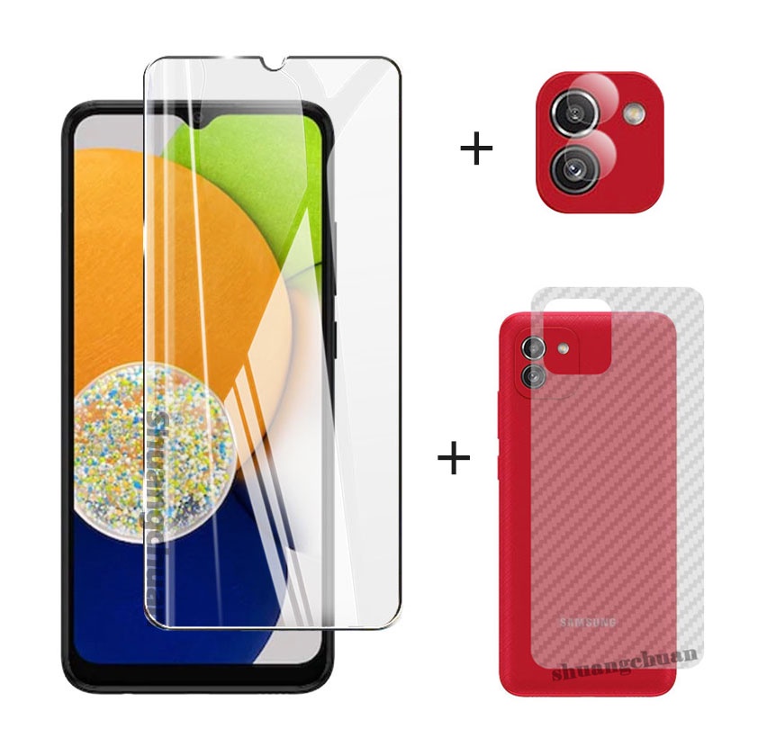 (3in1) Samsung Galaxy A03 tempered glass film A04E A04 A03S A02 A02S ...