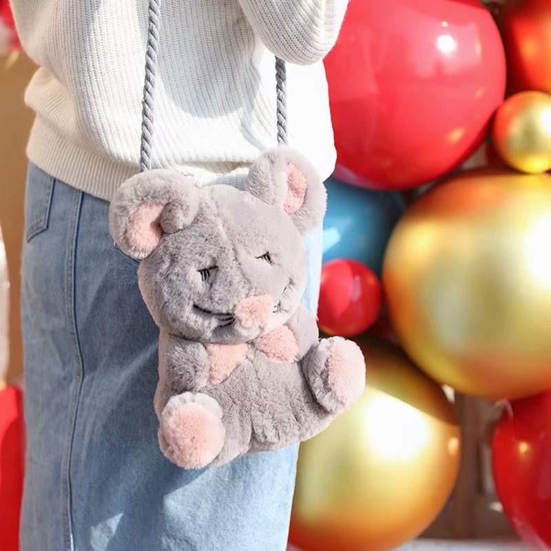 Cute Plush Mouse Shoulder Bags Cartoon Stuffed Animal Crossbody Bag ...