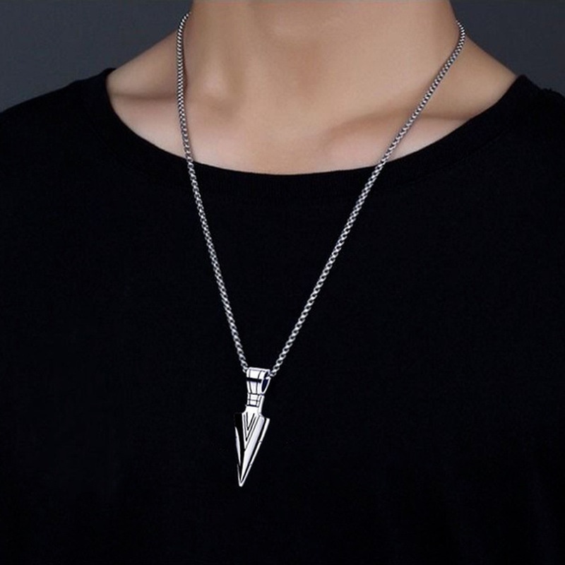 Hip Hop Stainless steel necklace Silver/Gold/Black Retro Triangle Sword ...