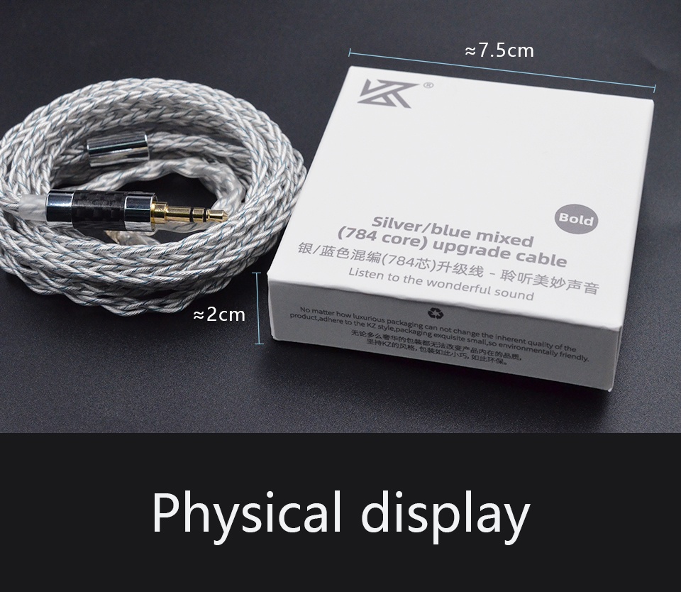 KZ 8 Core Silver Blue Hybrid 784 cores Silver plated Upgrade Cable ...