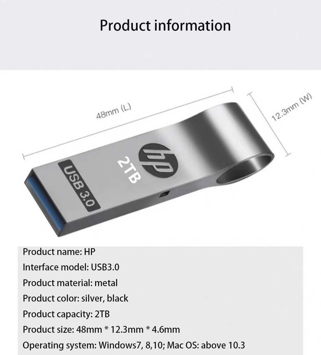 HP USB 3.0 2TB Pendrive Waterproof Metal USB Flash Drive High Speed ...