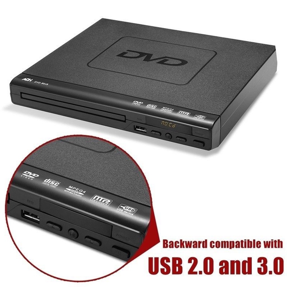 With Remote Control 110V 240V USB Input DVD Player Portable AV Output ...