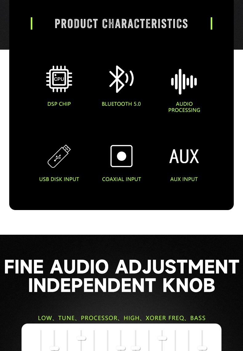 DSP Audio Digital Signal Processor Gain Subwoofer Repair with Bluetooth ...