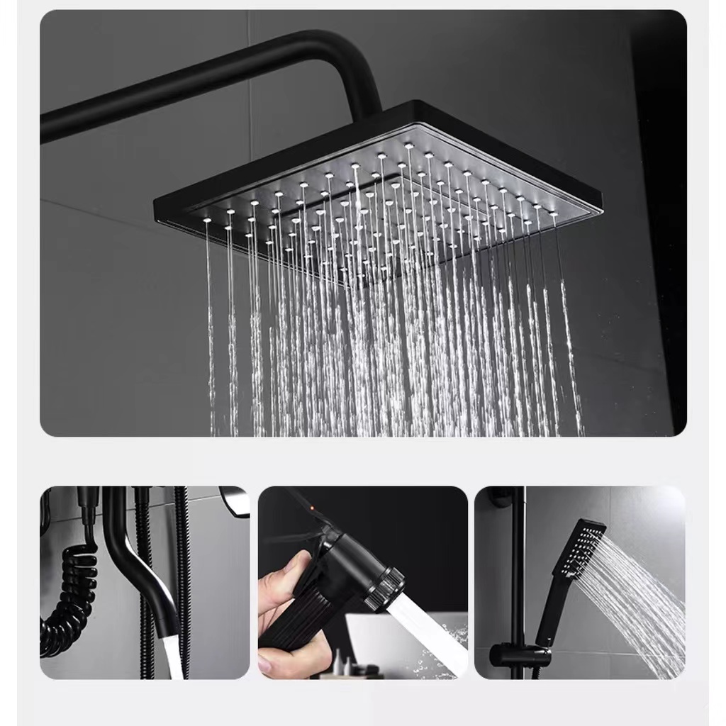 TQTQ Shower set 304 stainless steel bathroom shower 4 in1 square rain ...