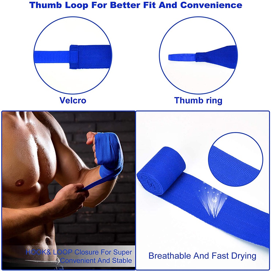 Worthdefene 1 Pair Cotton Kick Boxing Wraps Bandage Men Sanda Taekwondo ...