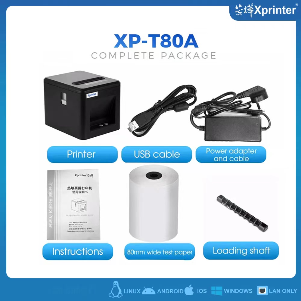 Xprinter T80A 80mm Thermal Receipt Printer Auto-cutter Kitchen/Restaurant printer( LAN ONLY ...