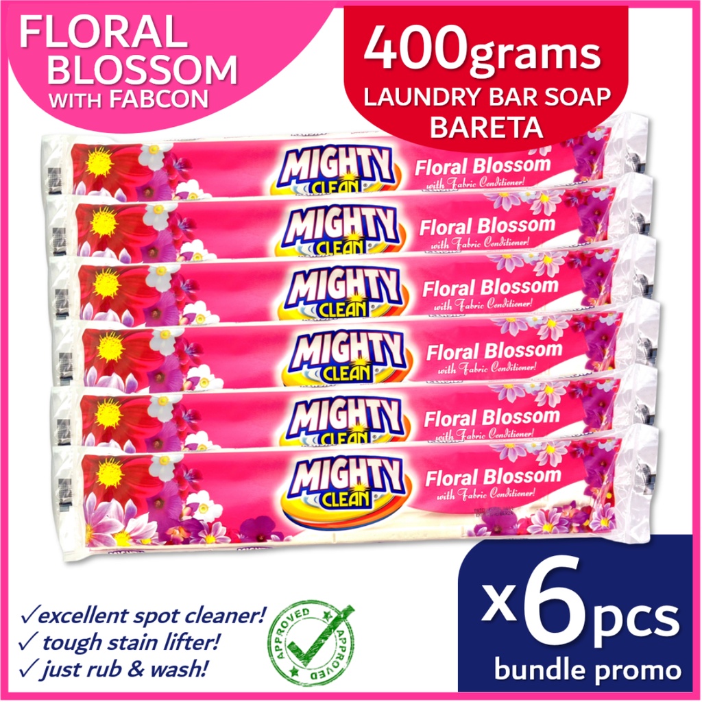 Mighty Clean Laundry Bar Soap Floral Blossom Spot Cleaner w/ FabCon ...