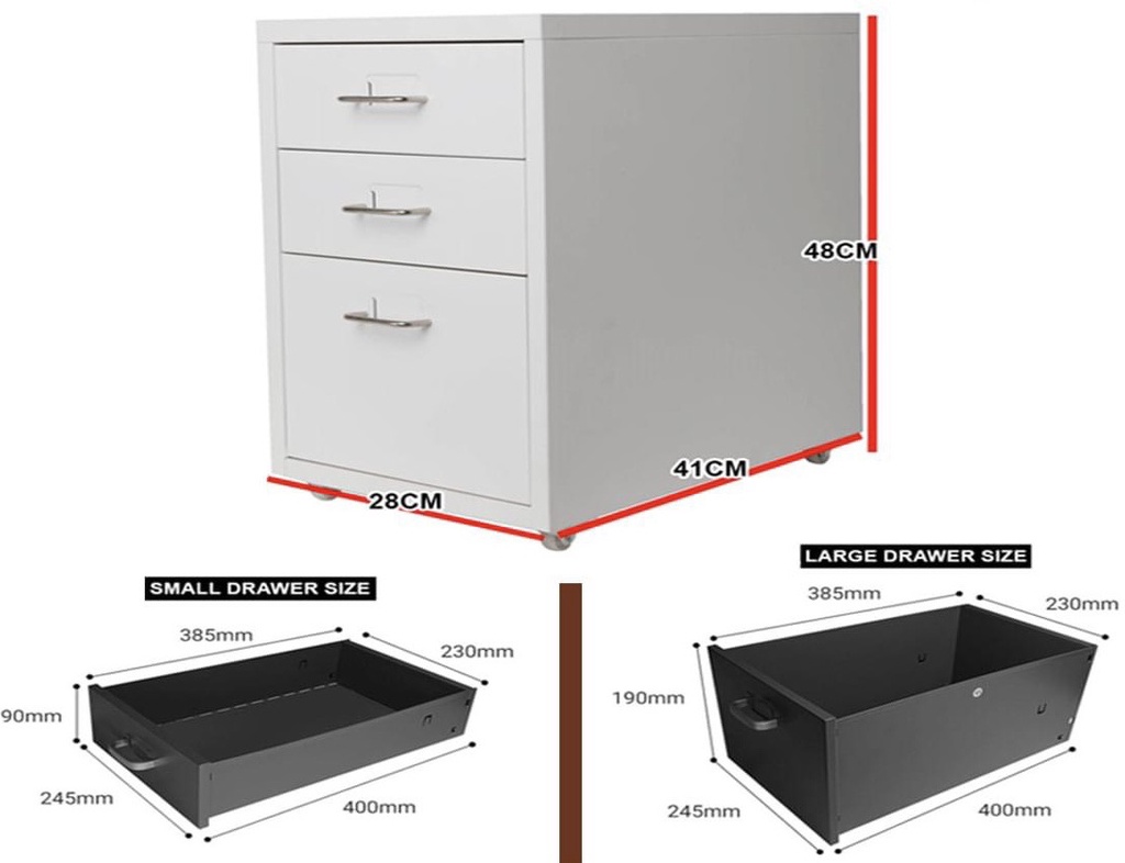 3 Layer Metal Drawer With Lock Office File Drawer Cabinet Organizer Home Storage Mobile With ...