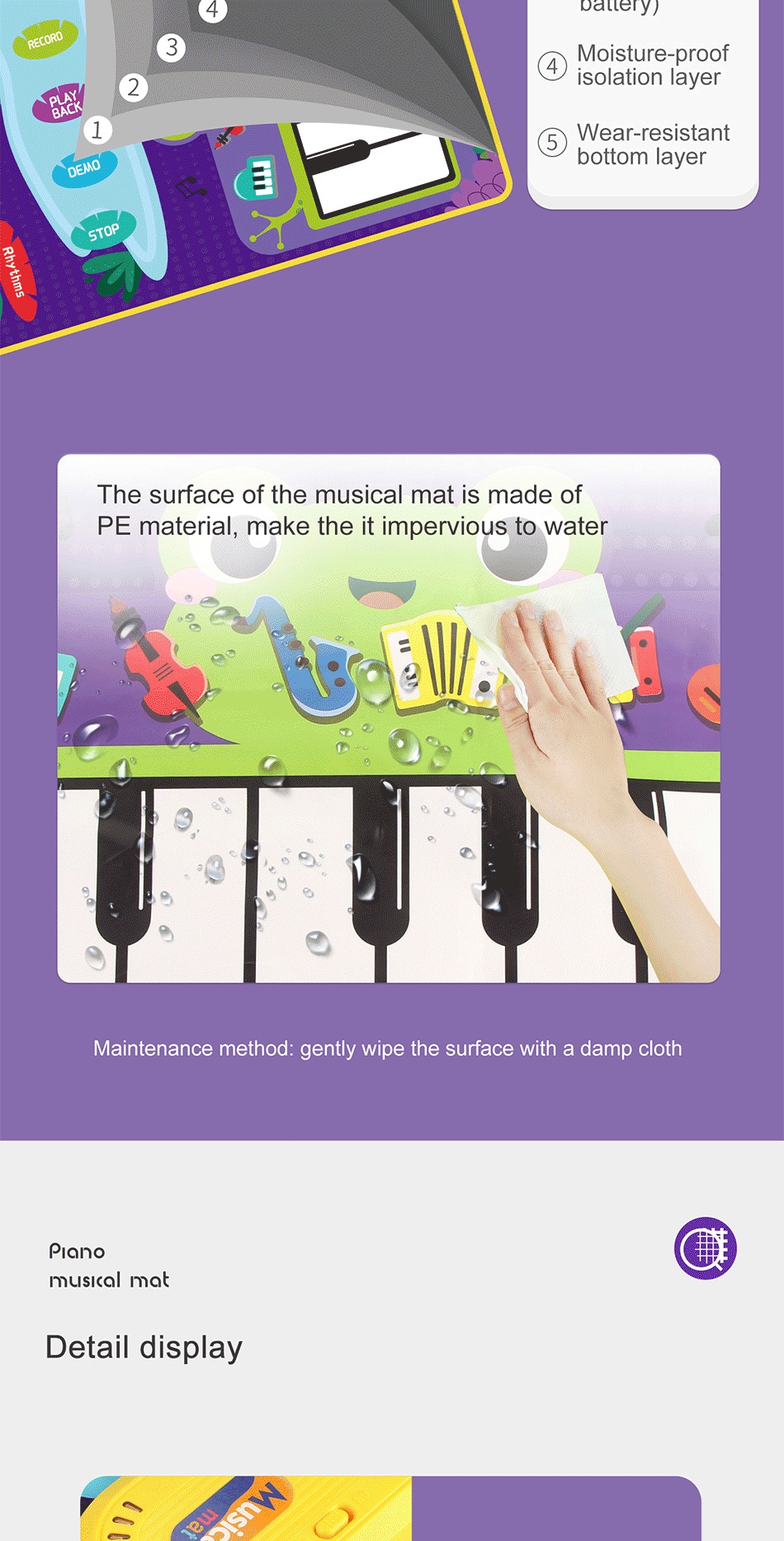 Kids Musical Mat Piano Keyboard & Jazz Drum 2-in-1 Musical Toys for ...