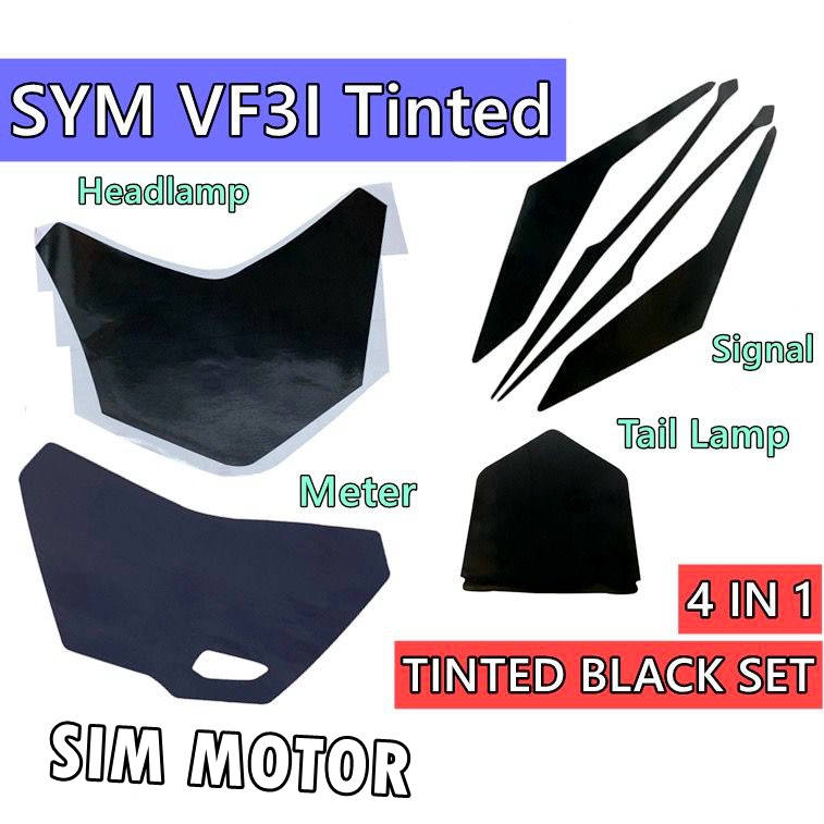 SYM VF3I STICKER TINTED LAMPU DEPAN + SIGNAL + BELAKANG + METER sticker ...