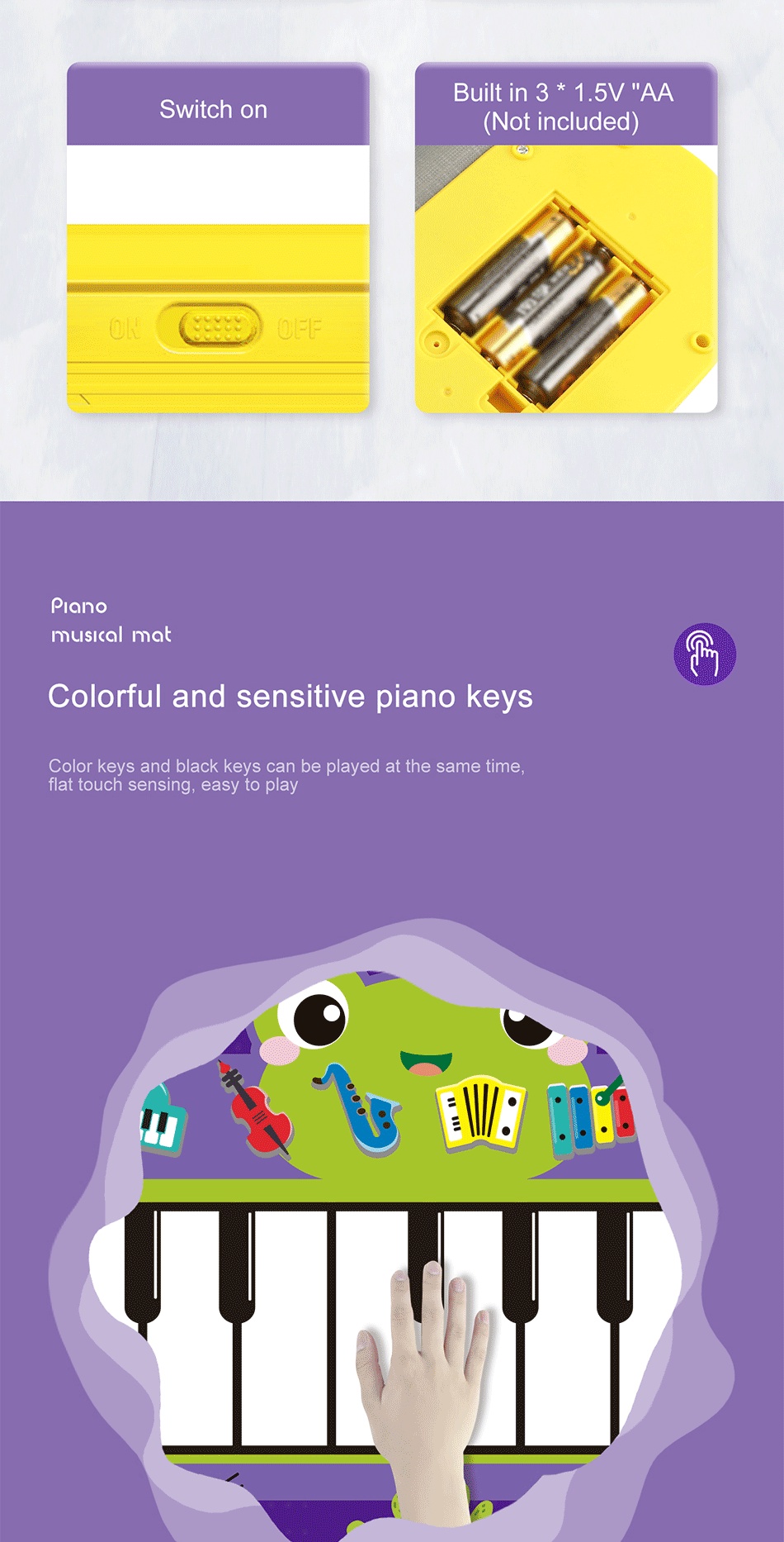 Kids Musical Mat Piano Keyboard & Jazz Drum 2-in-1 Musical Toys for ...