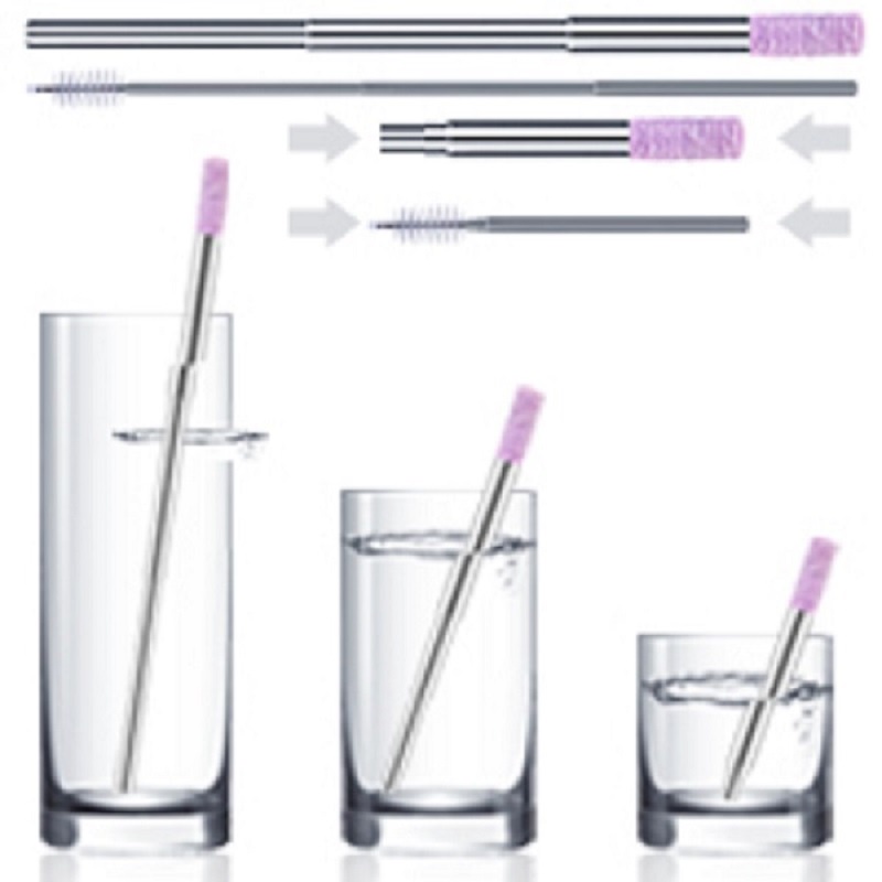 Reusable Collapsible Adjustable Metal Straw for Travel Drinking with ...
