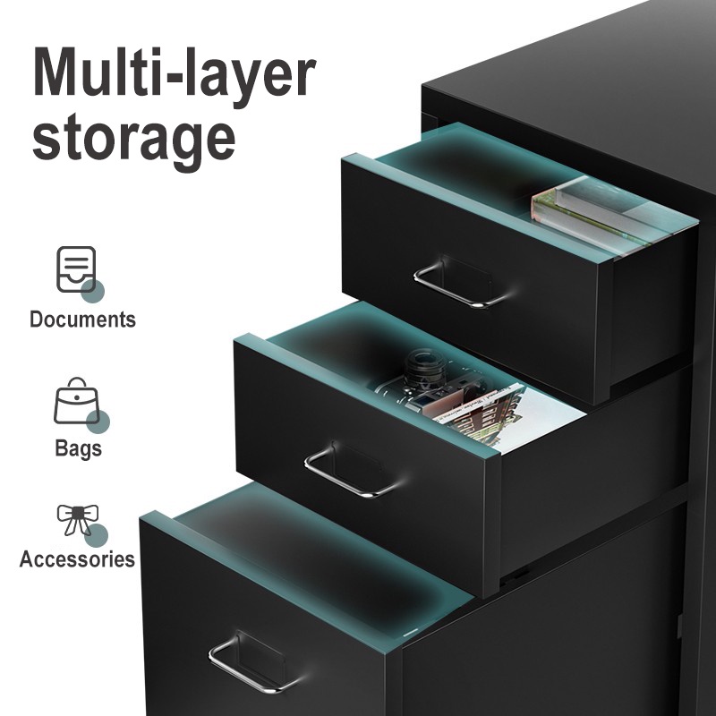 3/5/6 Layer Metal File Cabinet Drawer Unit Mobile Pedestal Drawer with ...