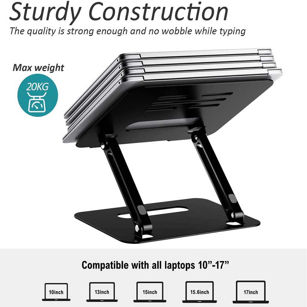 Meewoo Laptop Stand Metal Adjustable Foldable Portable Laptop Riser ...