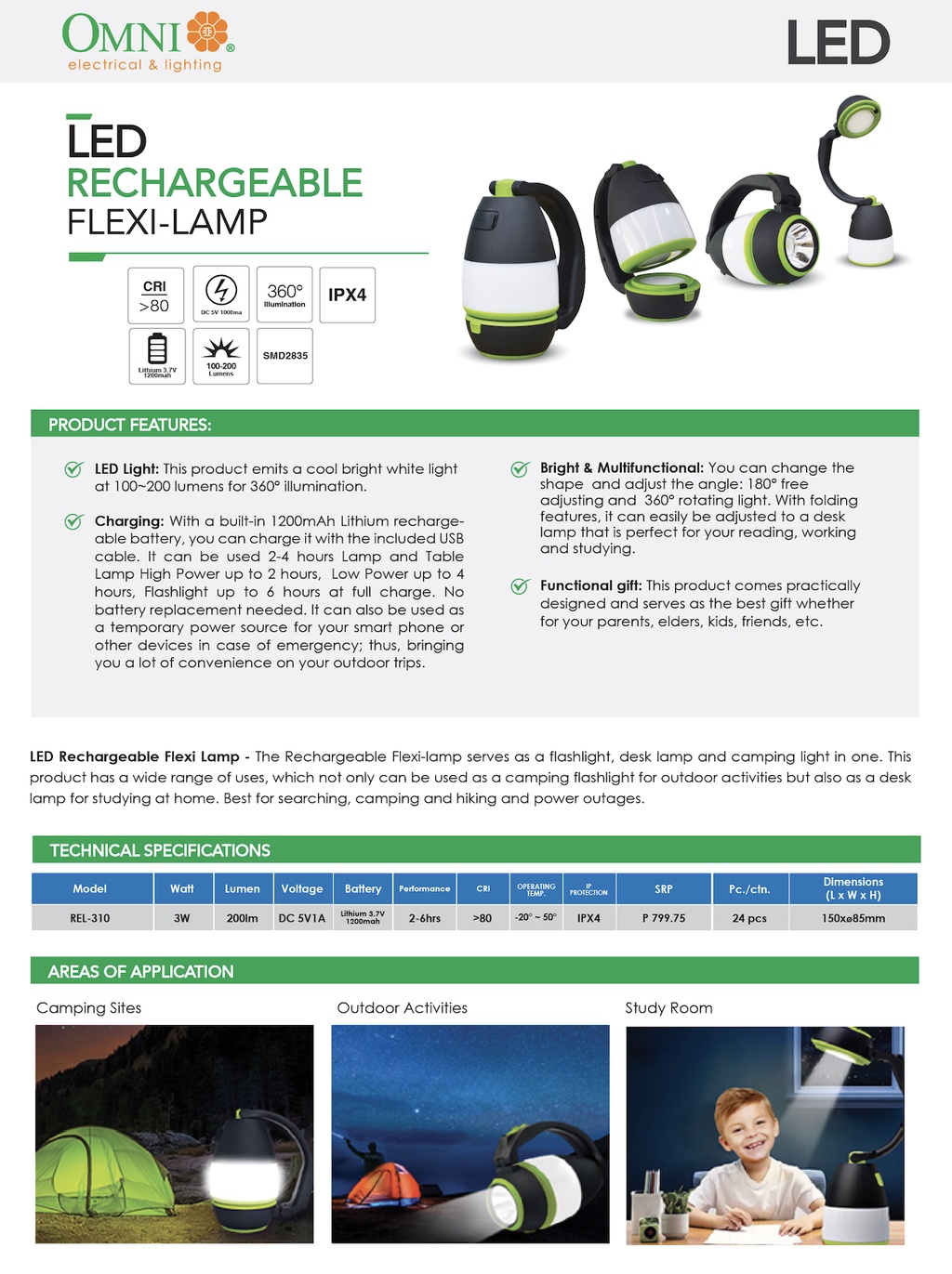 OMNI LED Rechargeable Flexi Lamp 4in1 Led Lamp, Flash Light, Desk Lamp ...