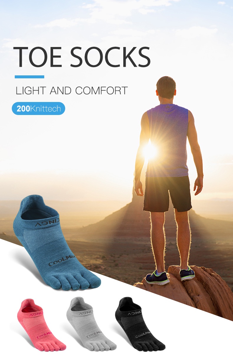 3 Pair AONIJIE Coolmax Sport Socks Trail Running Toe Socks Men Women ...