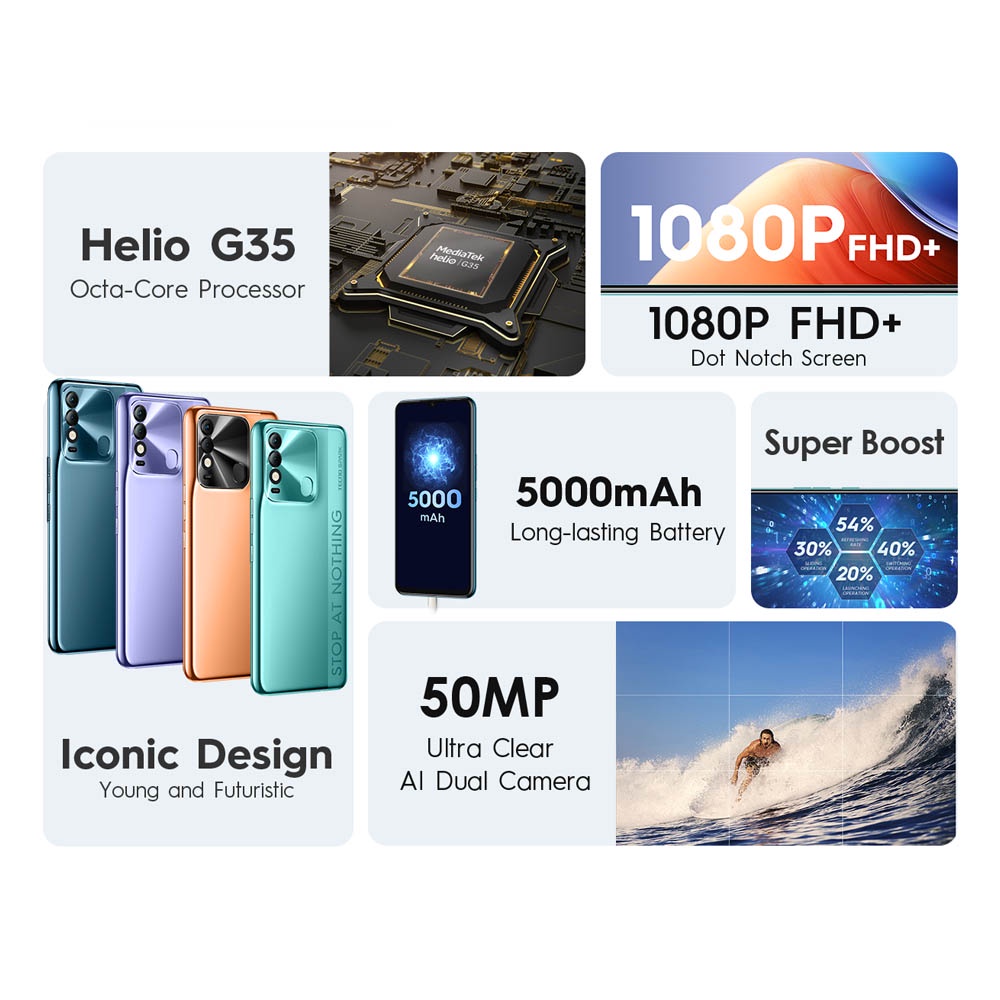 Tecno Spark 8T Smartphone 4Gb Ram+64Gb Rom Helio G35 Processor 50Mp AI ...