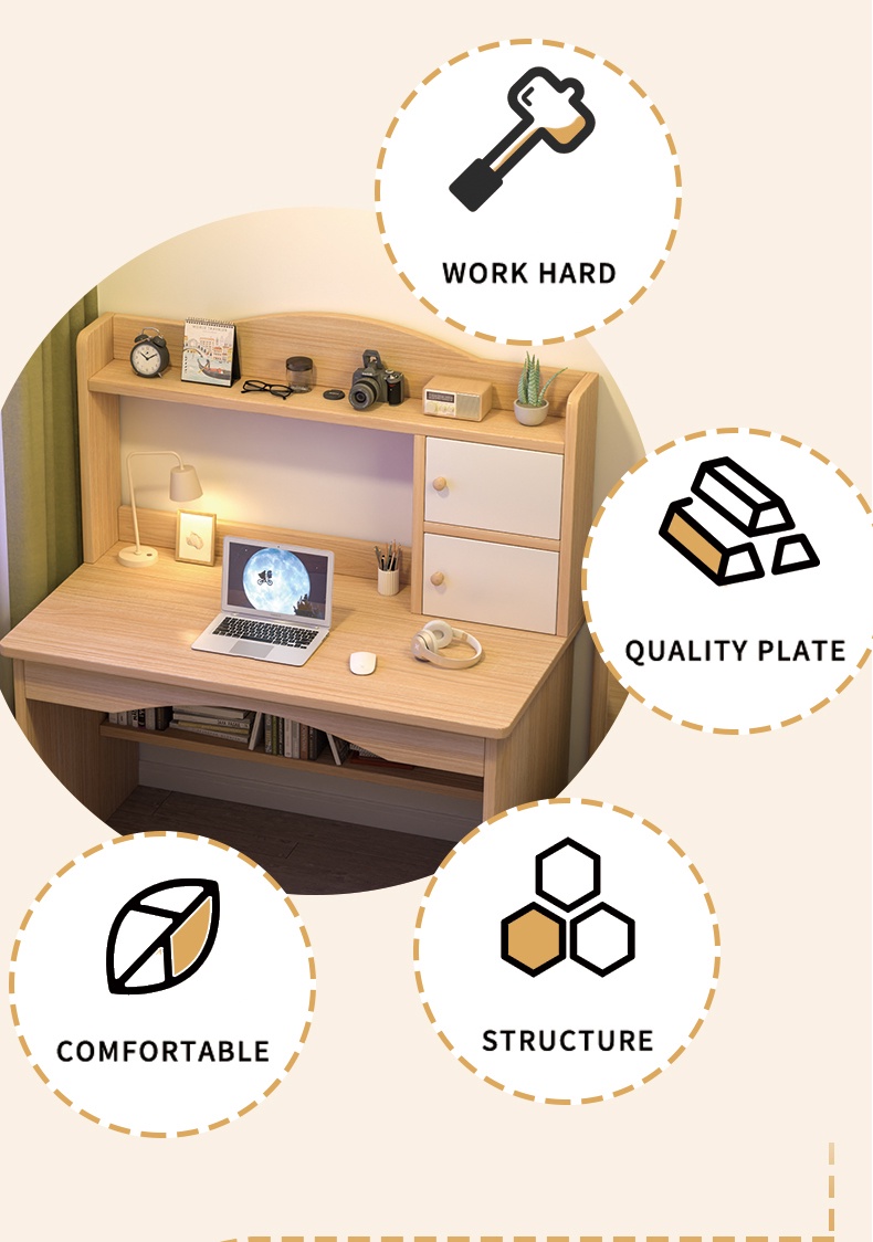 Study Table With Drawer Computer desk desktop home desk bookcase ...